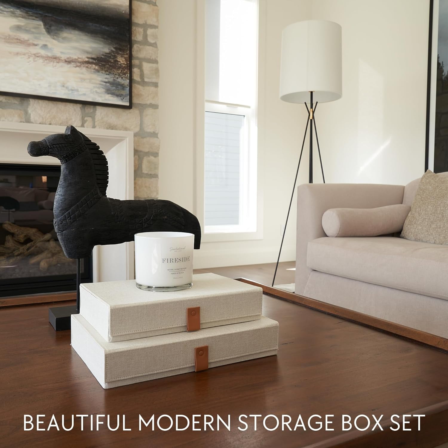 Decorative Photo Storage Boxes with Lids - Set of 2 Linen Organizers ...