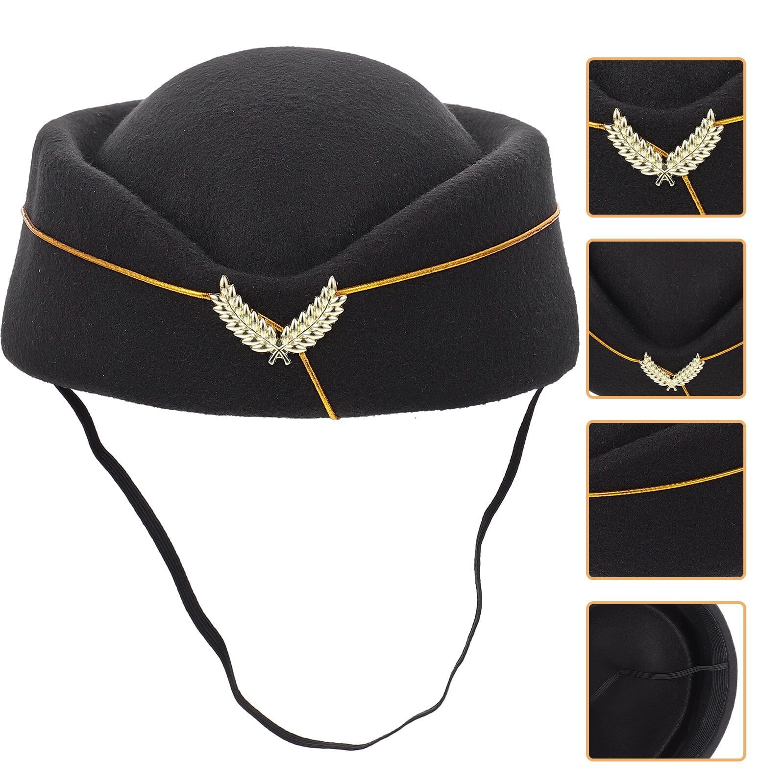 Pawsdot Uniform Cosplay Hat Black 1Set Women Felt 11.8x7.1x2.9in ...