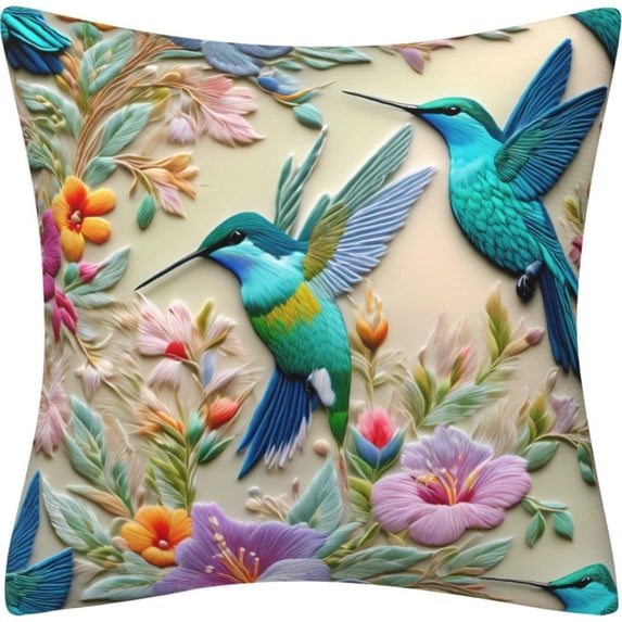 Decorative Pillow Cover With Vibrant Floral Pattern And Invisible ...