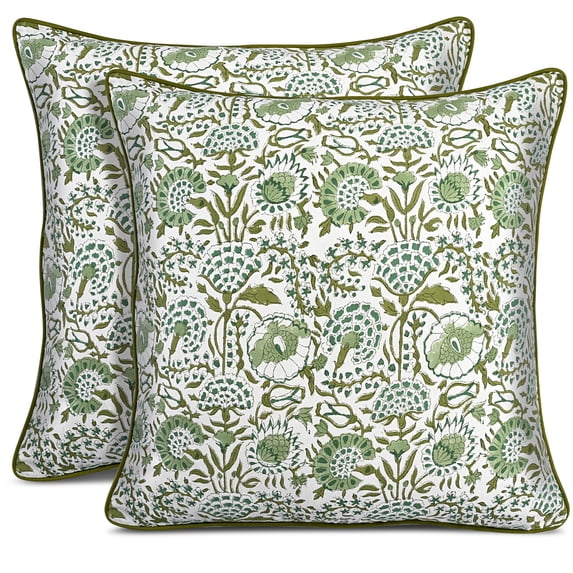 Decorative Pillow Covers 100% Cotton Agate Green 18x18 Inch Pack of 2 ...