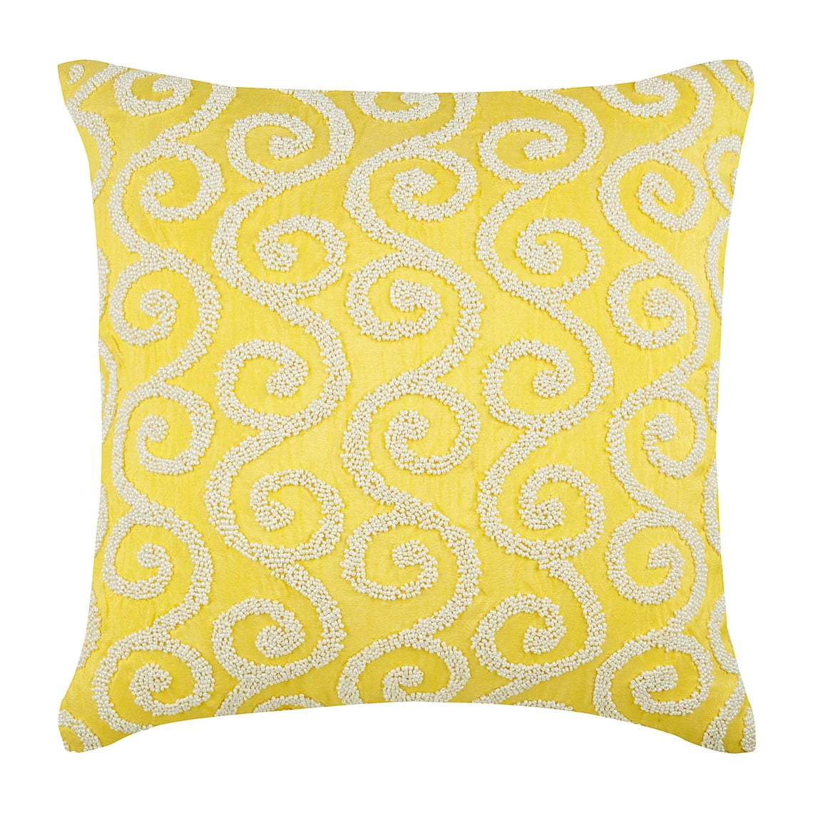 Decorative Pillow Covers, Yellow Decorative Pillow Cover, Beaded Scroll ...