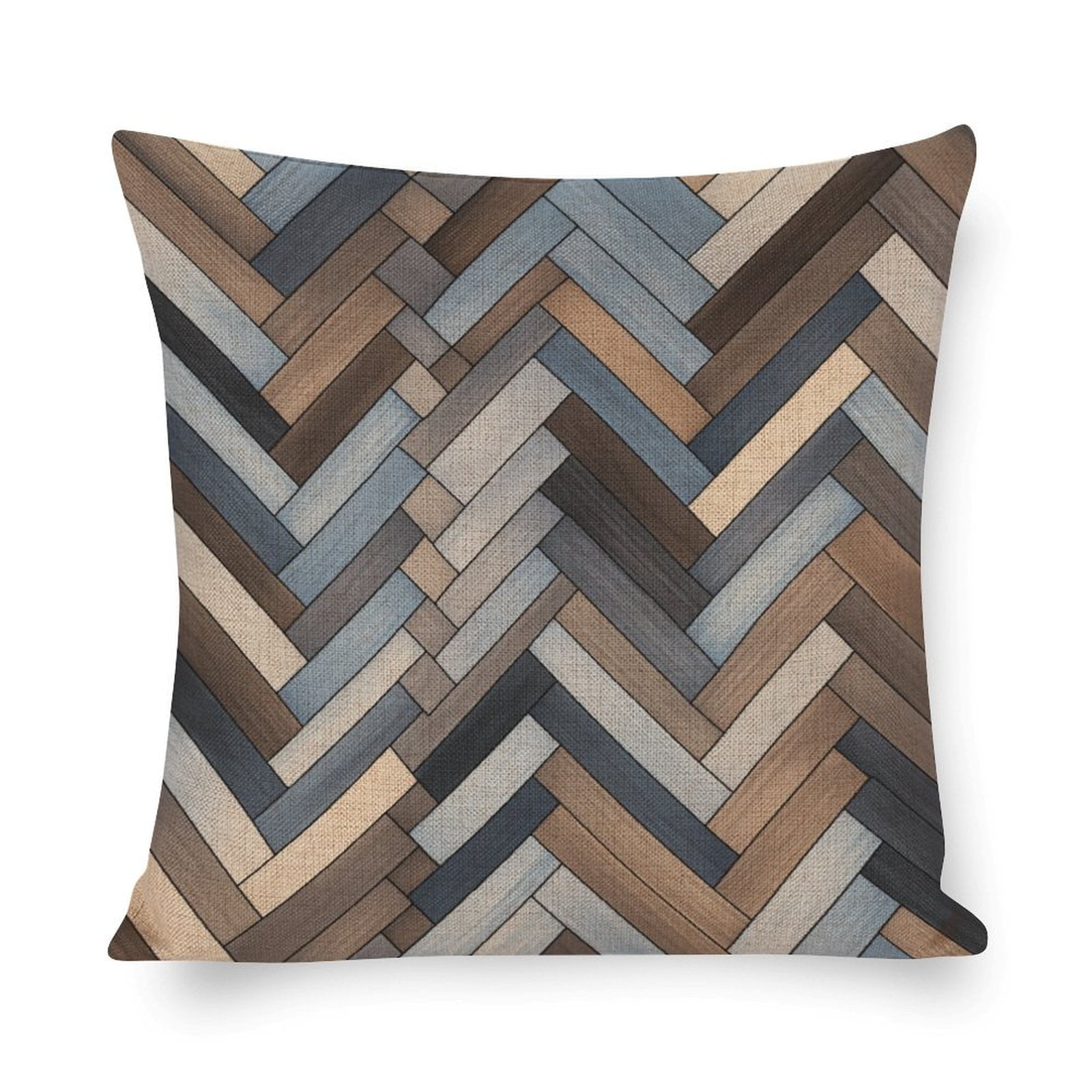 Decorative Pillow Herringbone Pattern in Blue Brown Grey Pillow Cover ...