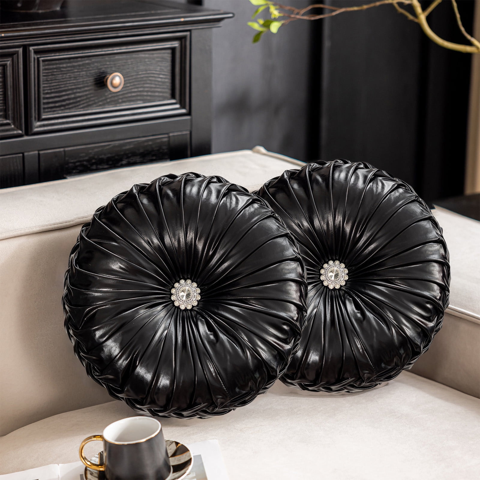 Decorative Pillow,Round Pumpkin Pillow Shiny Fabric Wheel Cushion Sofa ...