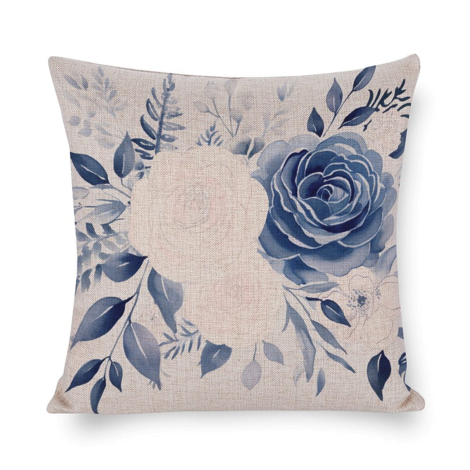 Decorative Pillows for Bed Navy Watercolor Flowers Boho Roses Pillow ...