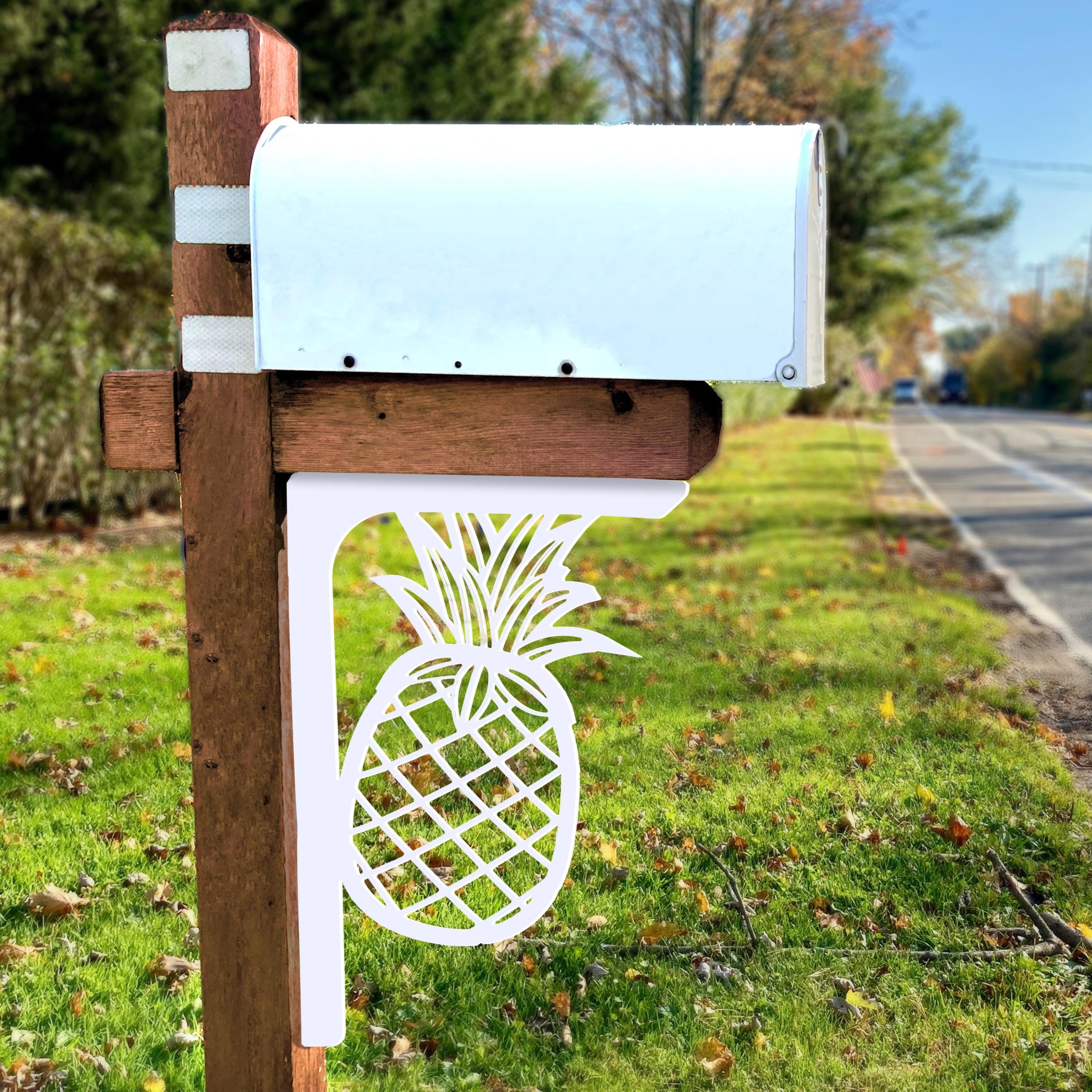 Decorative Pineapple Mailbox Bracket | Coastal Mailbox Decor for Tropical Curb Appeal | Weather ...