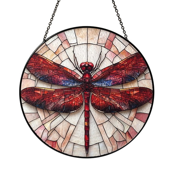 Decorative Pink Dragonfly Stained Glass Suncatcher, Garden Nature ...