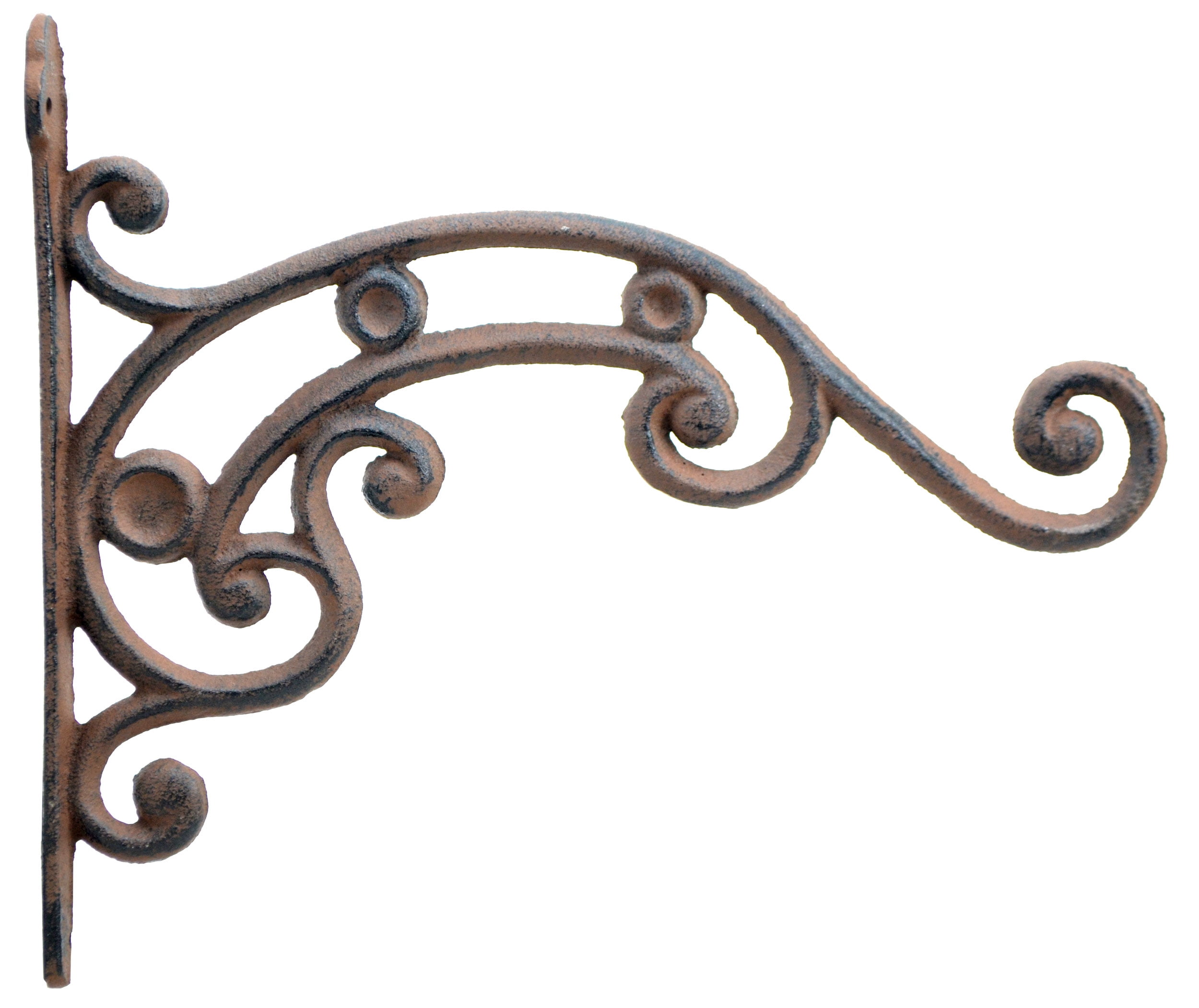Decorative Plant Hanger - Ornate Curled Vine - Brown Cast Iron - 10.75 ...