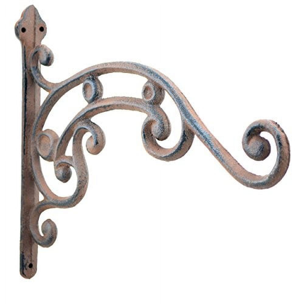 Decorative Plant Hanger Ornate Curled Vine Brown Cast Iron Flower ...