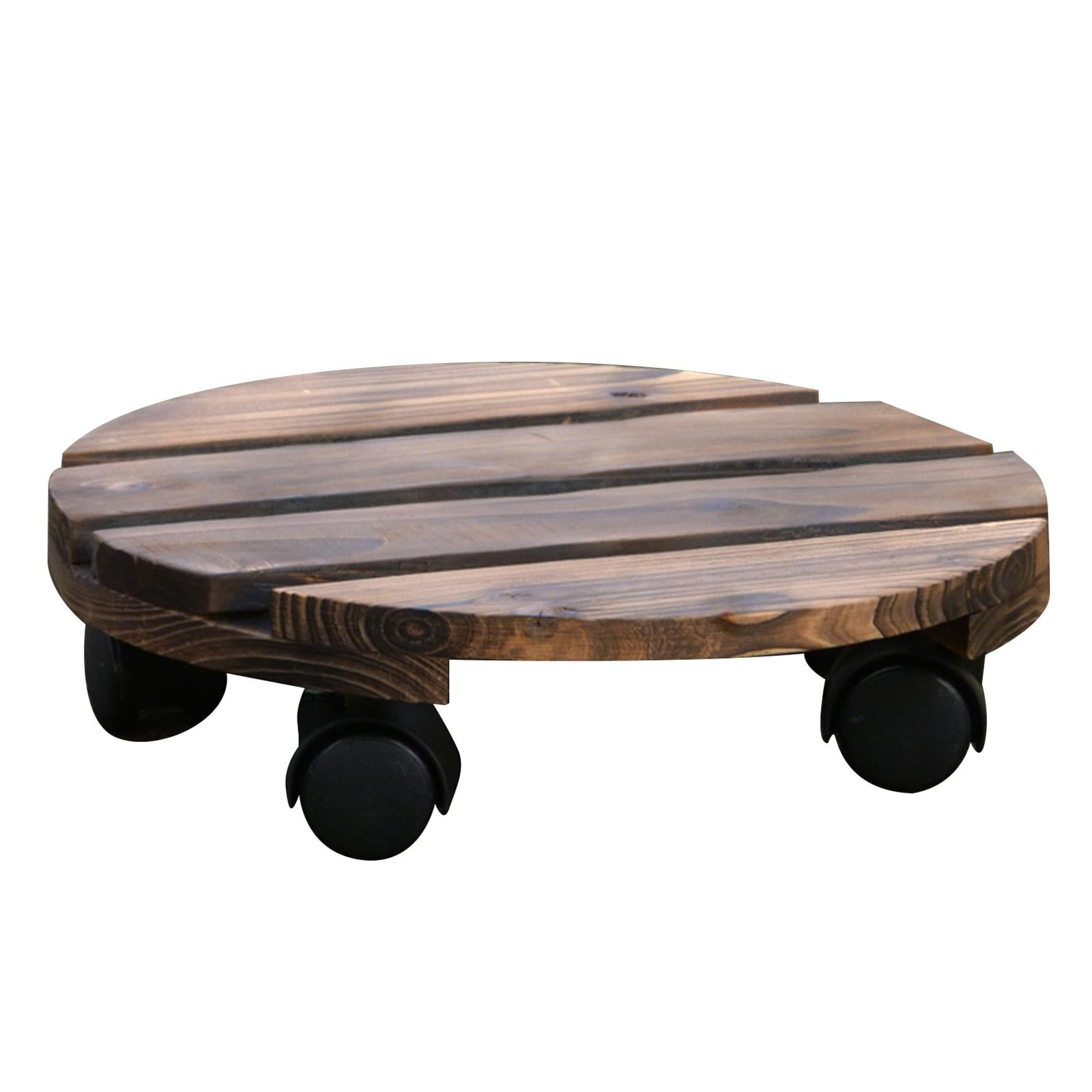 FACEGA Wooden Rolling Planter, Movable Plant Stand with Wheels, 25cm ...
