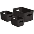 Decorative Plastic Storage Bins Organizer Baskets, Brown (Set of 3) 1 ...