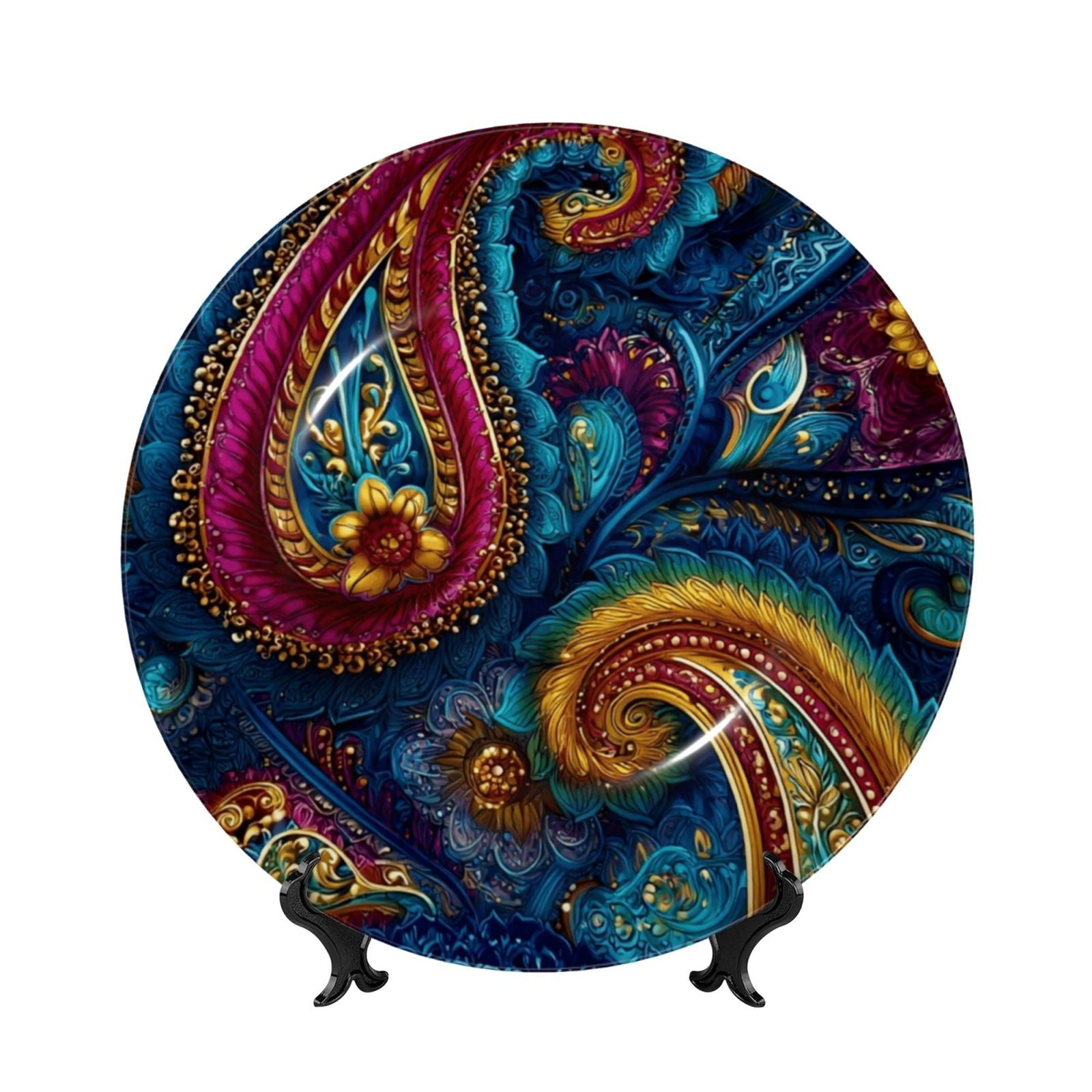 Decorative Plates – Bone China Wall & Table Decor - Boho Paisley Floral ...