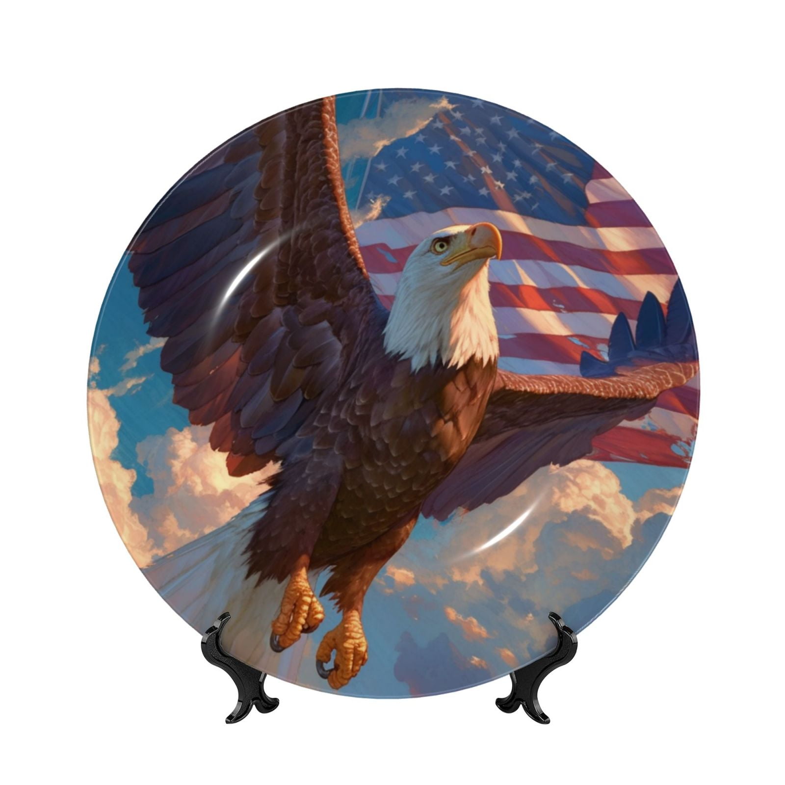 Decorative Plates – Bone China Wall & Table Decor - Eagle American Flag ...
