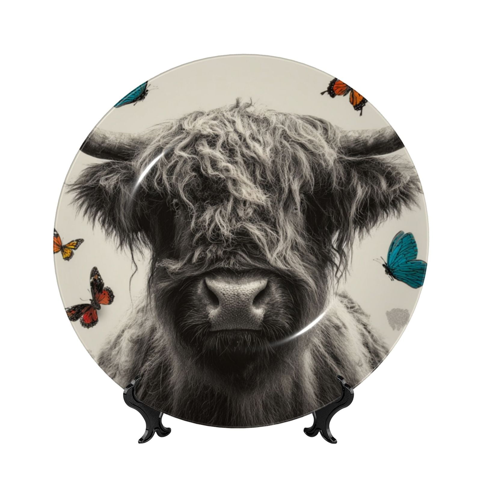 Decorative Plates – Bone China Wall & Table Decor - Highland Cow - 7in ...
