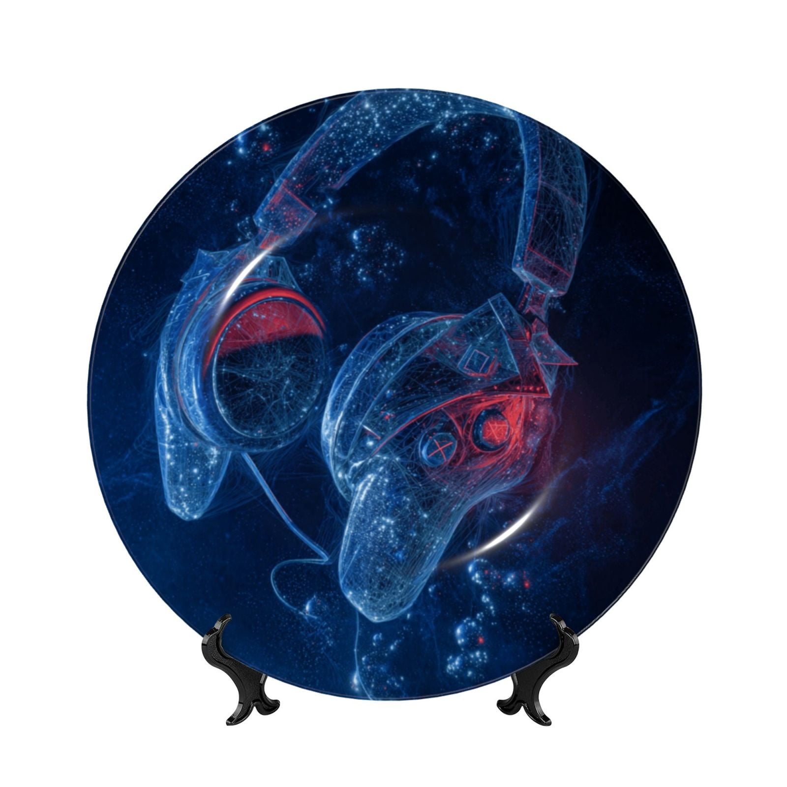 Decorative Plates – Bone China Wall & Table Decor - Red Blue Gamepad ...