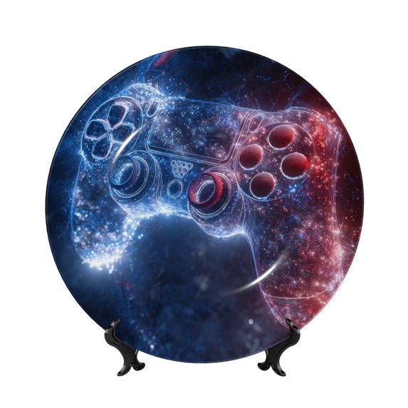 Decorative Plates – Bone China Wall & Table Decor - Red Blue Gamepad ...