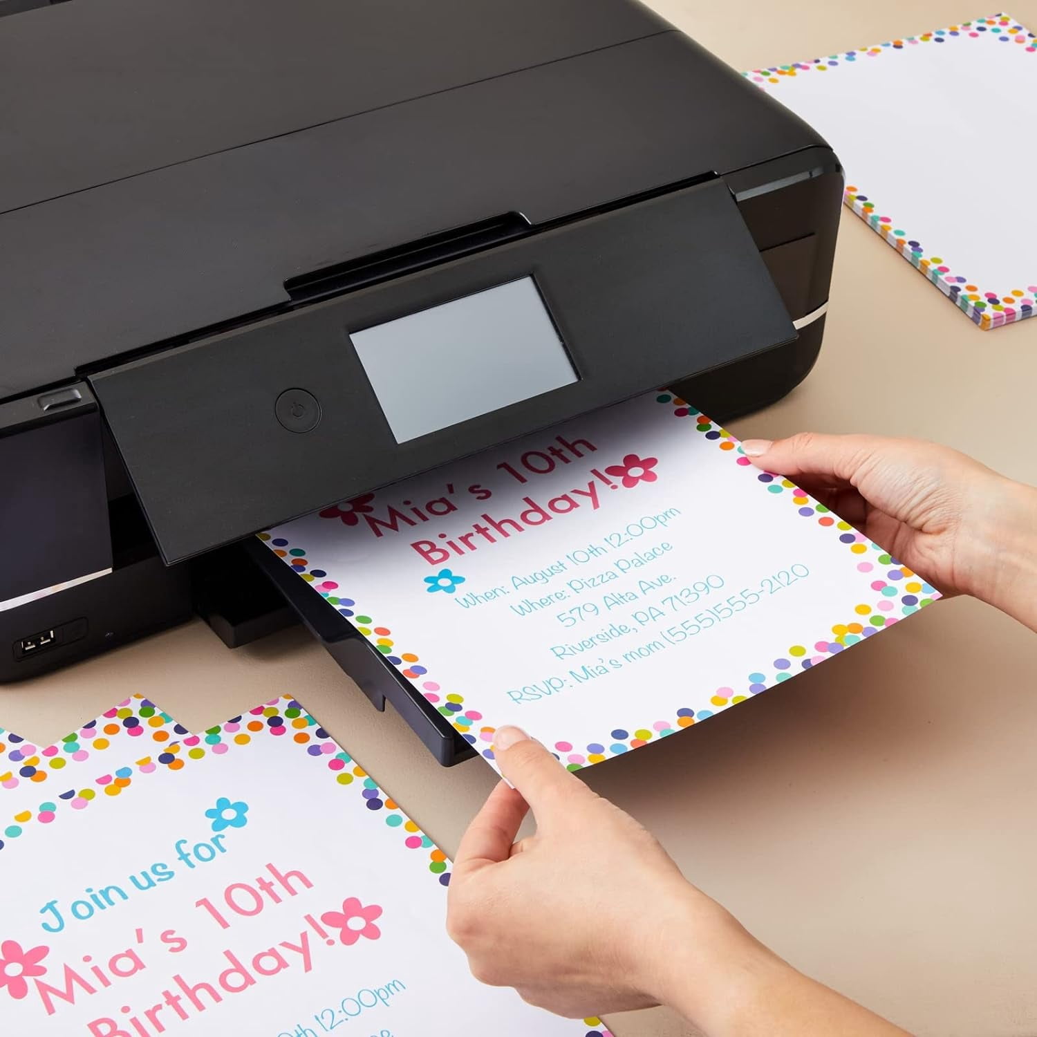 Decorative Printer Paper with Confetti Border - 96 Sheets, 8.5 x 11 In ...