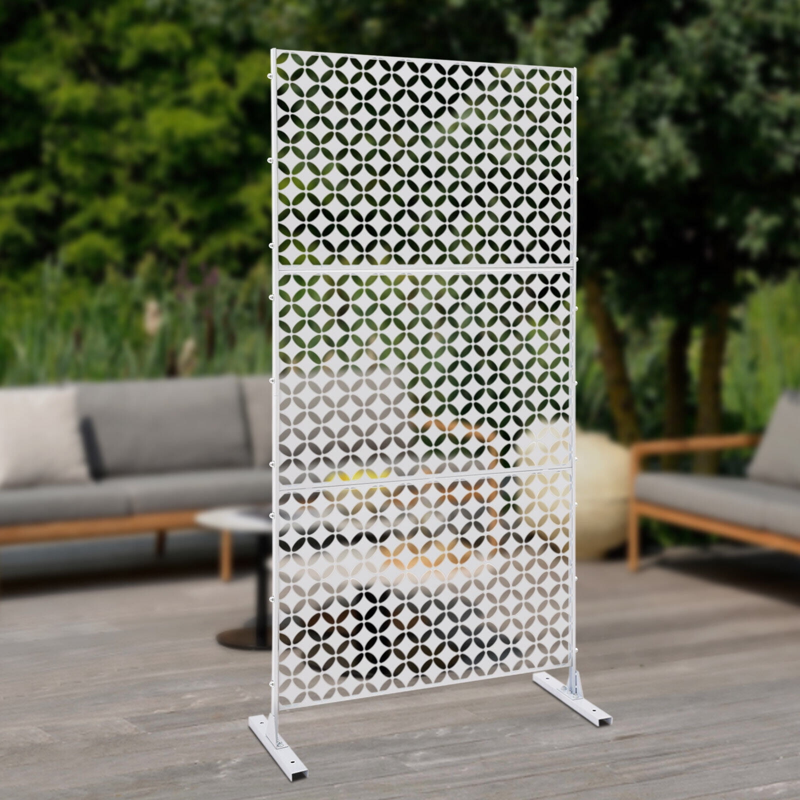 Decorative Privacy Screen, Coin-shaped White Steel Privacy Screen ...