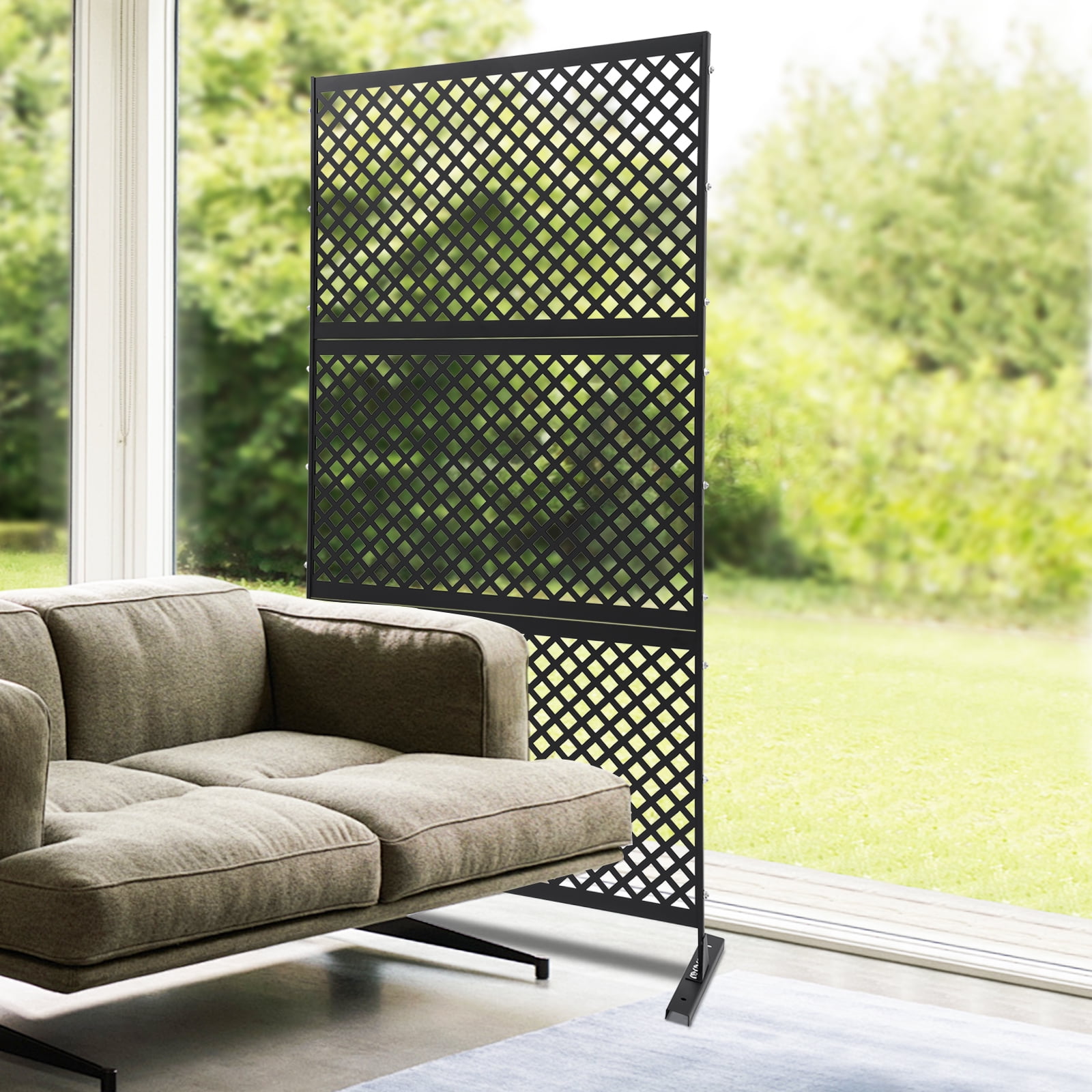Decorative Privacy Screen, Diamond-shaped Design Black 3 Panels Privacy ...