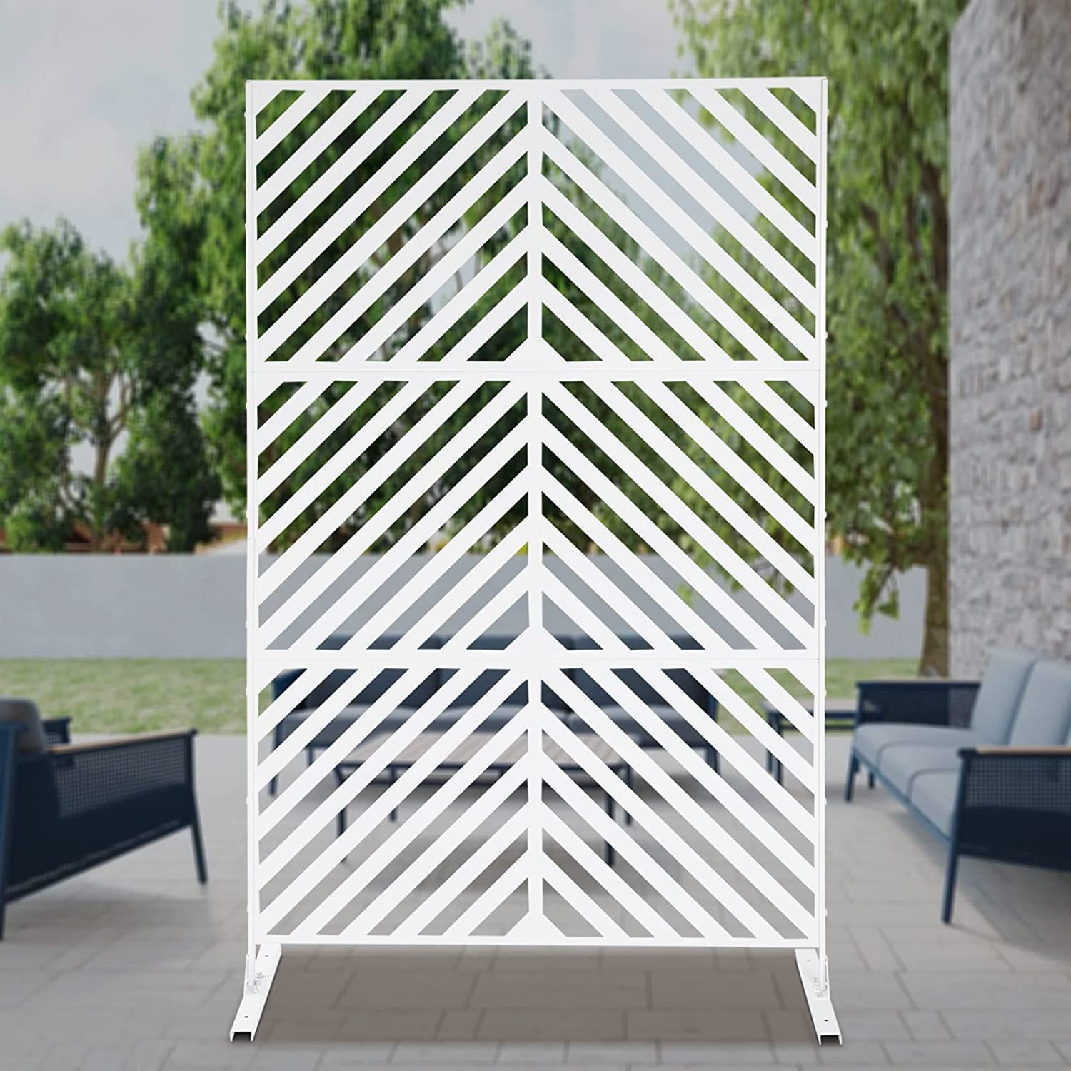 Decorative Privacy Screen with Stand 74.8"H×35.4"W, Outdoor Decor ...
