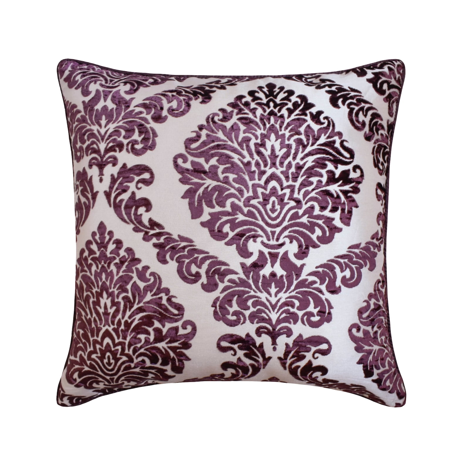 Decorative Purple 26"x26" (65x65 cm) Euro Shams, Velvet Burnout Velvet ...