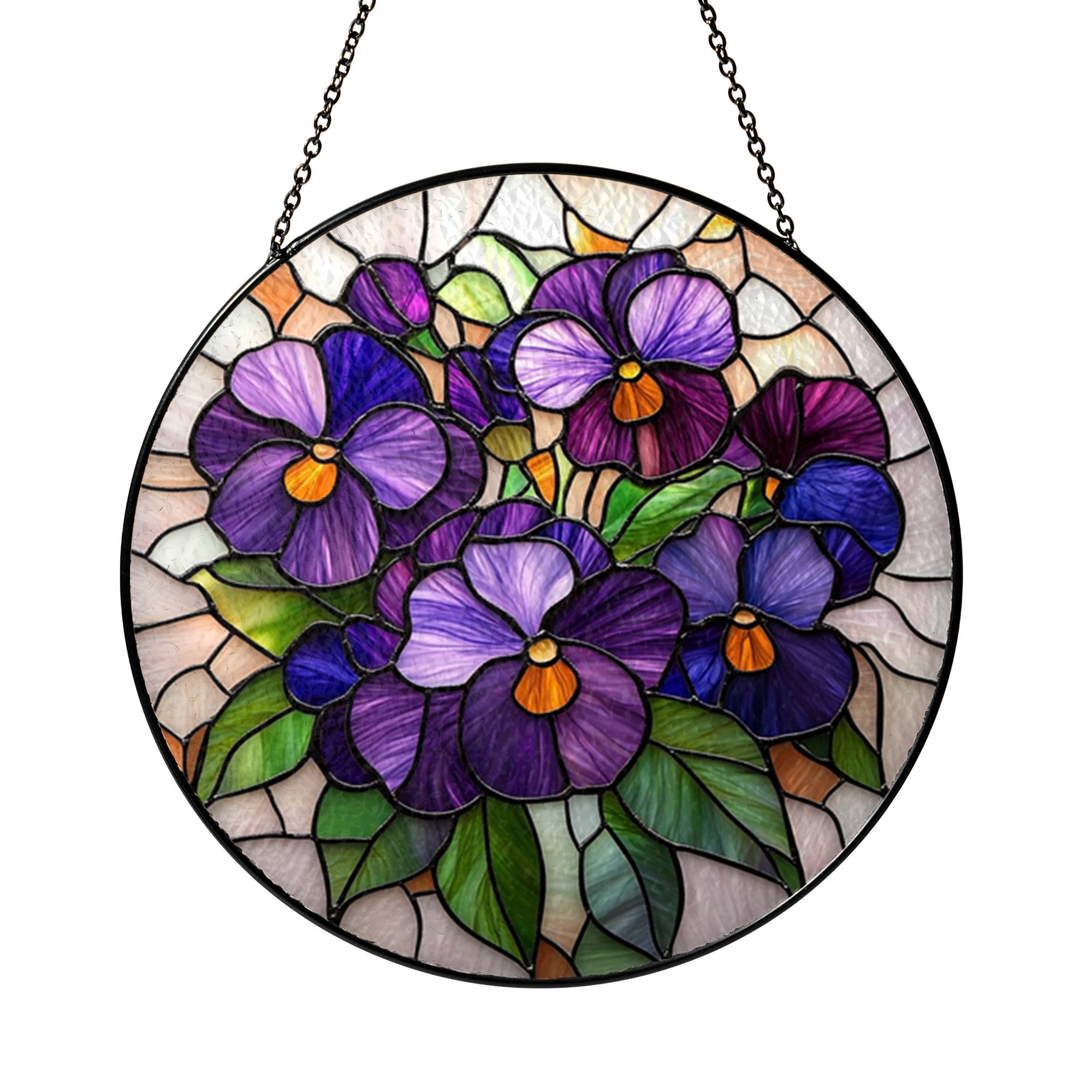 Decorative Purple Pansy Flower Stained Glass Style Suncatcher Window ...