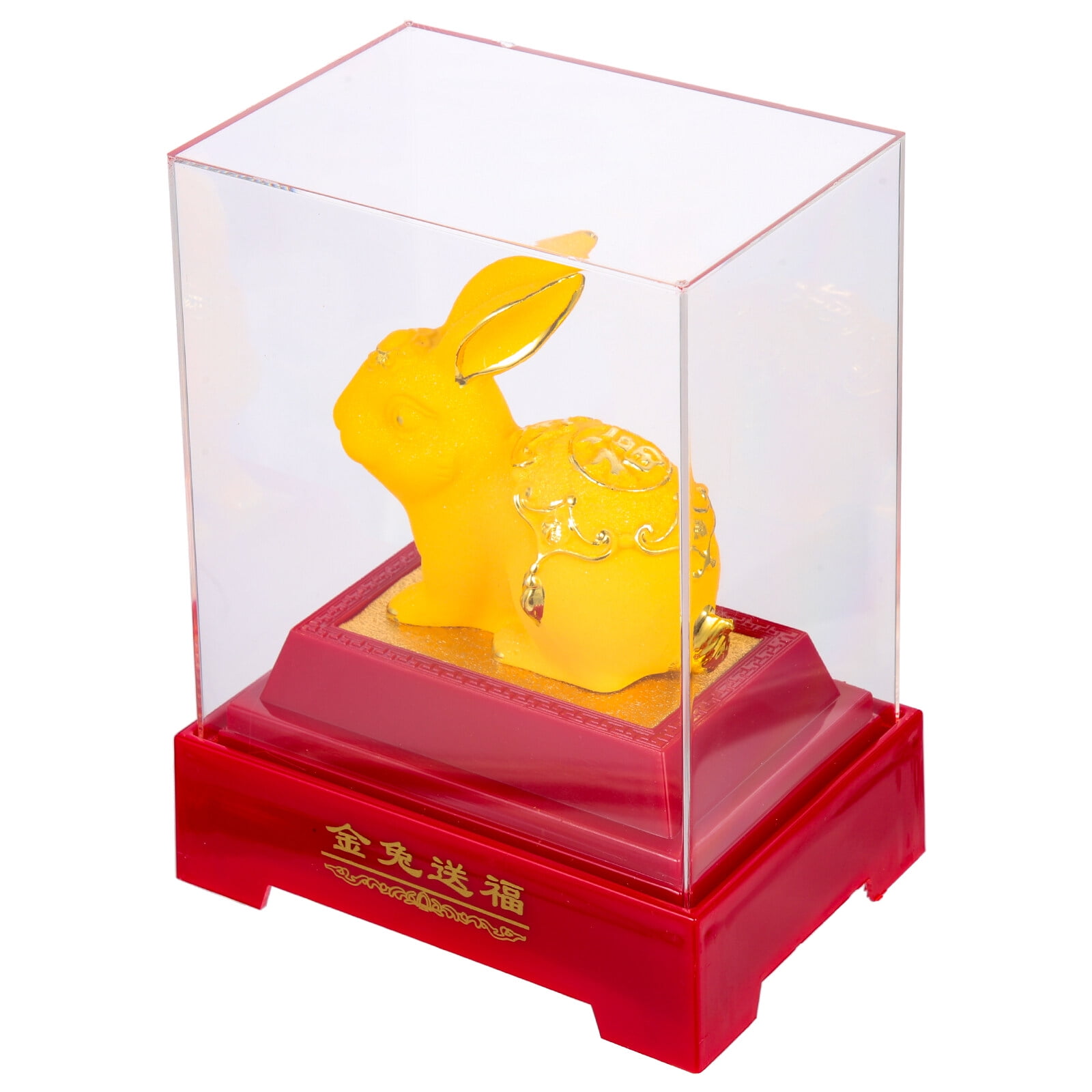 Decorative Rabbit Statues Bunny Decorations Gold Ornament Toys Zodiac ...