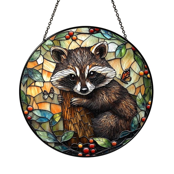 Decorative Raccoon Stained Glass Suncatcher – Window Art1701 - Walmart.com