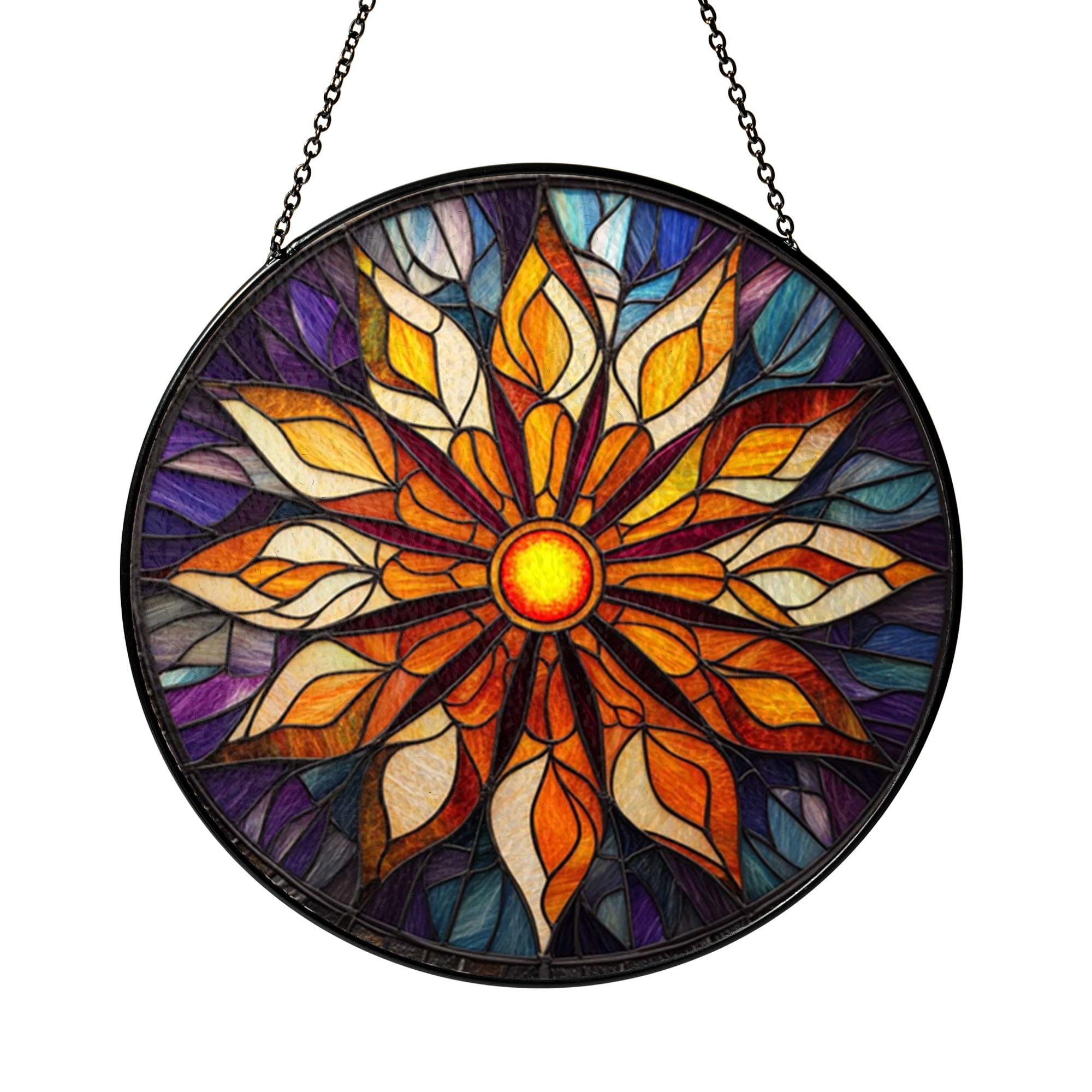 Decorative Rainbow Sun Stained Glass Style Suncatcher – Window Hanging ...