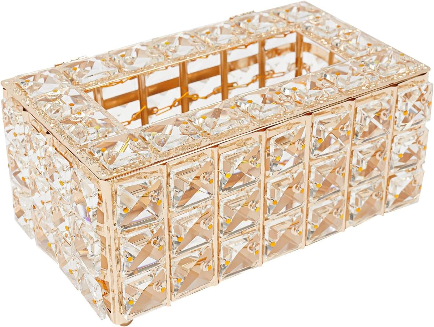 Decorative Rectangular Crystal Tissue Box Cover, Luxury Gold Facial ...