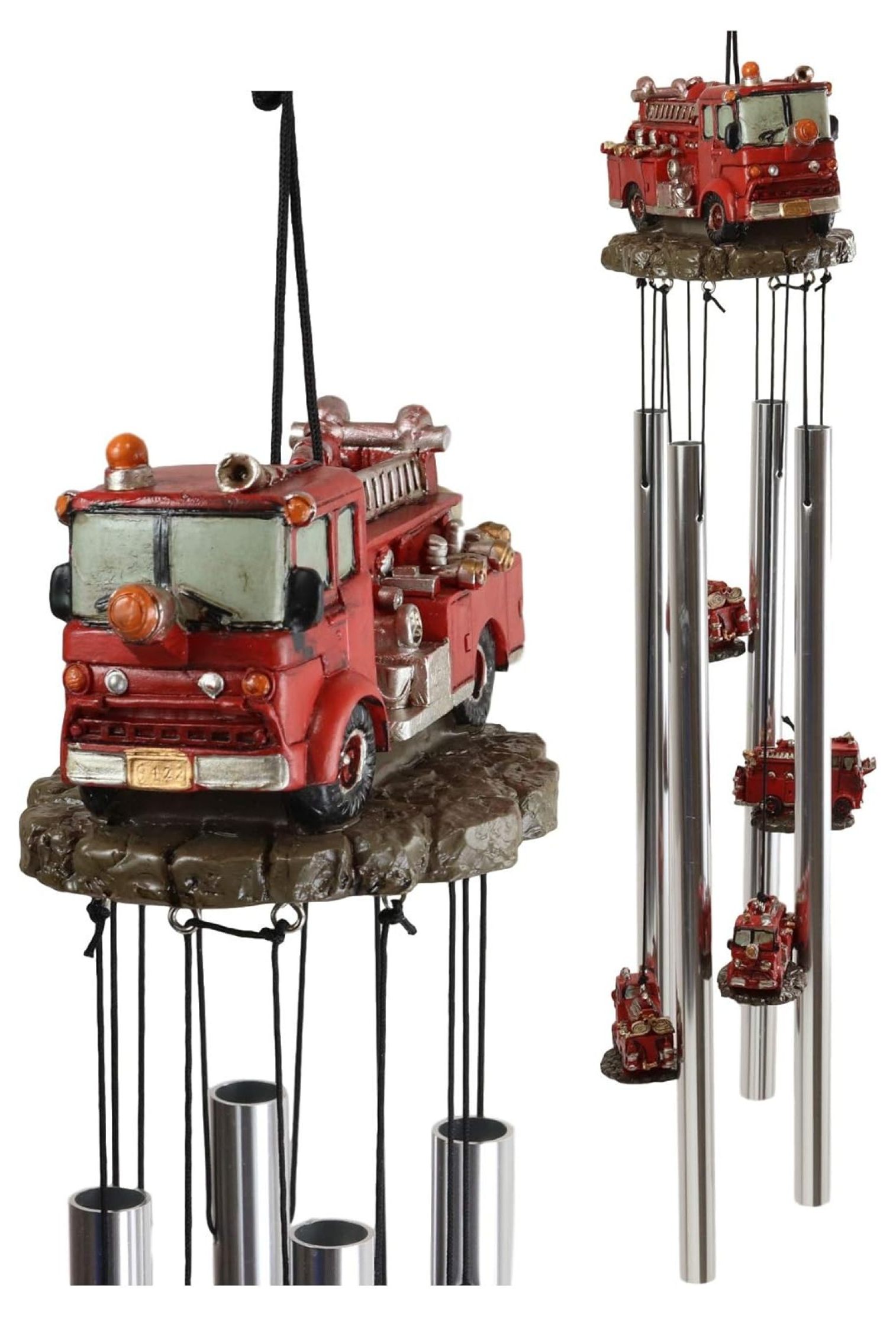 Decorative Red Fire Engine Truck Model Resonant Relaxing Wind Chime ...