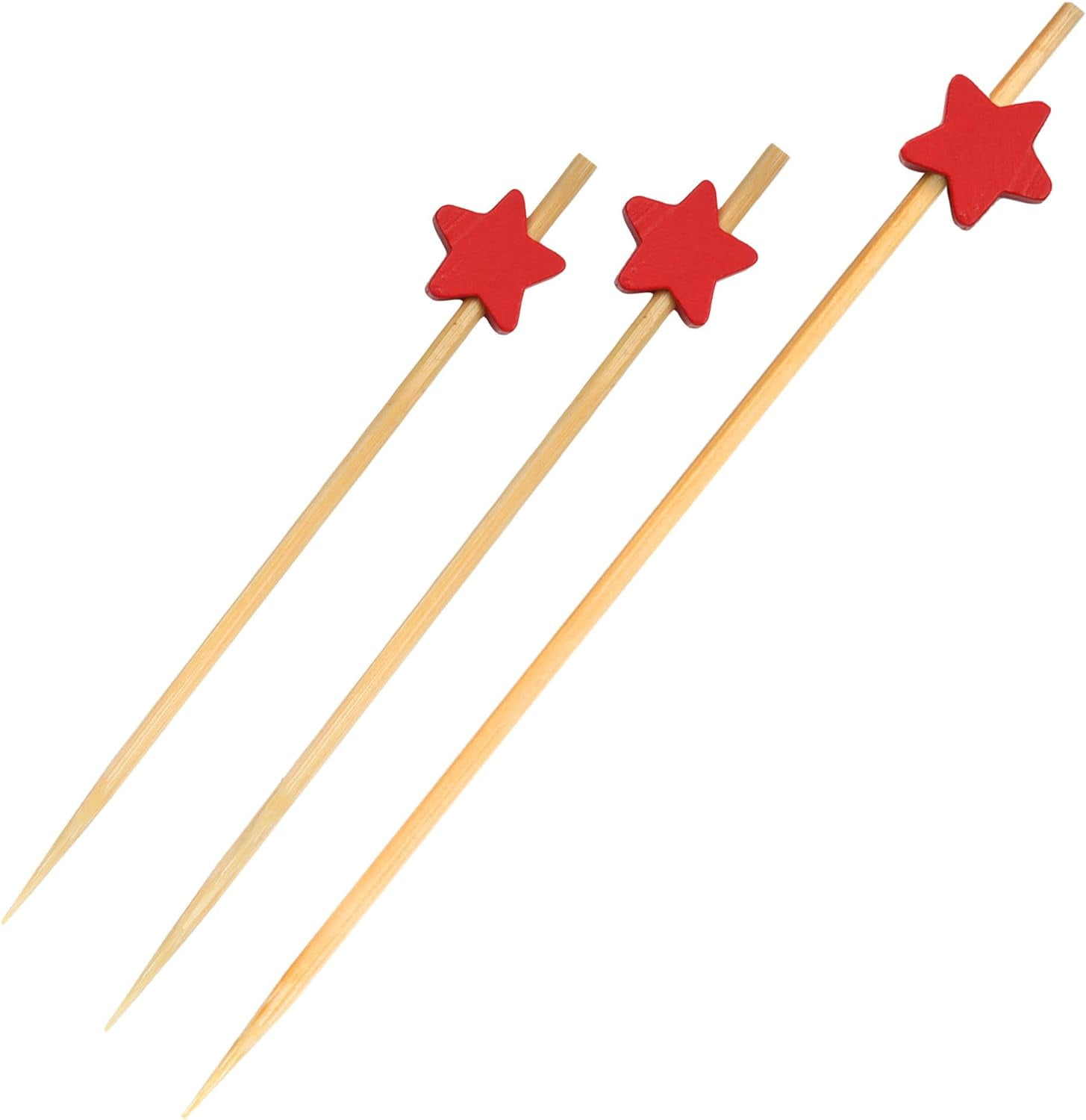 Decorative Red Star Bamboo Cocktail Fruit Sandwich Toothpicks Skewers ...
