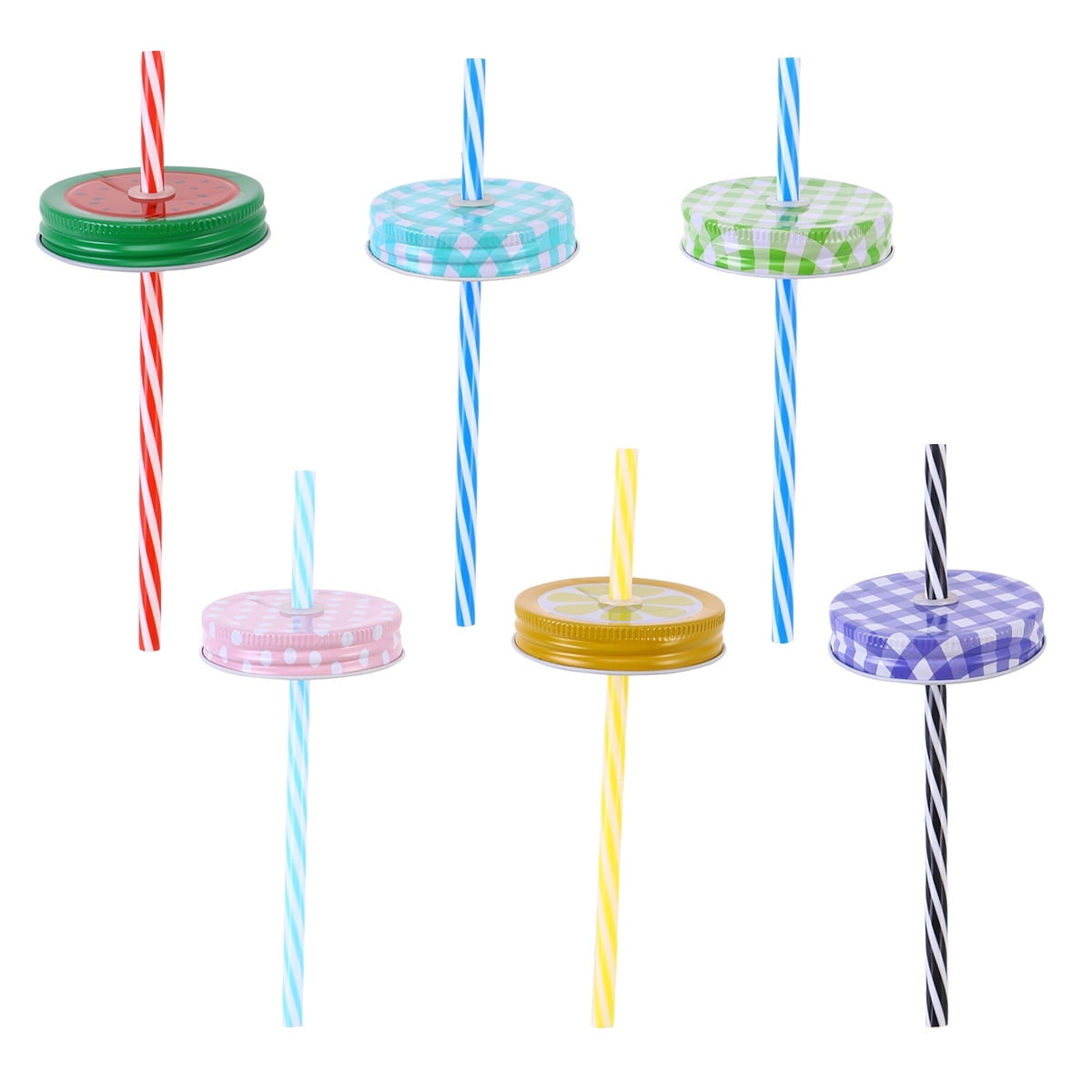 Decorative Regular Mouth Mason Jar Lids with Straw Hole 8 Lids 8 ...