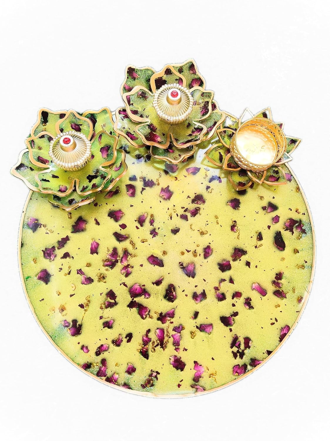 Decorative Resin Pooja thali for Wedding Mandir Home Handmade Arti ...
