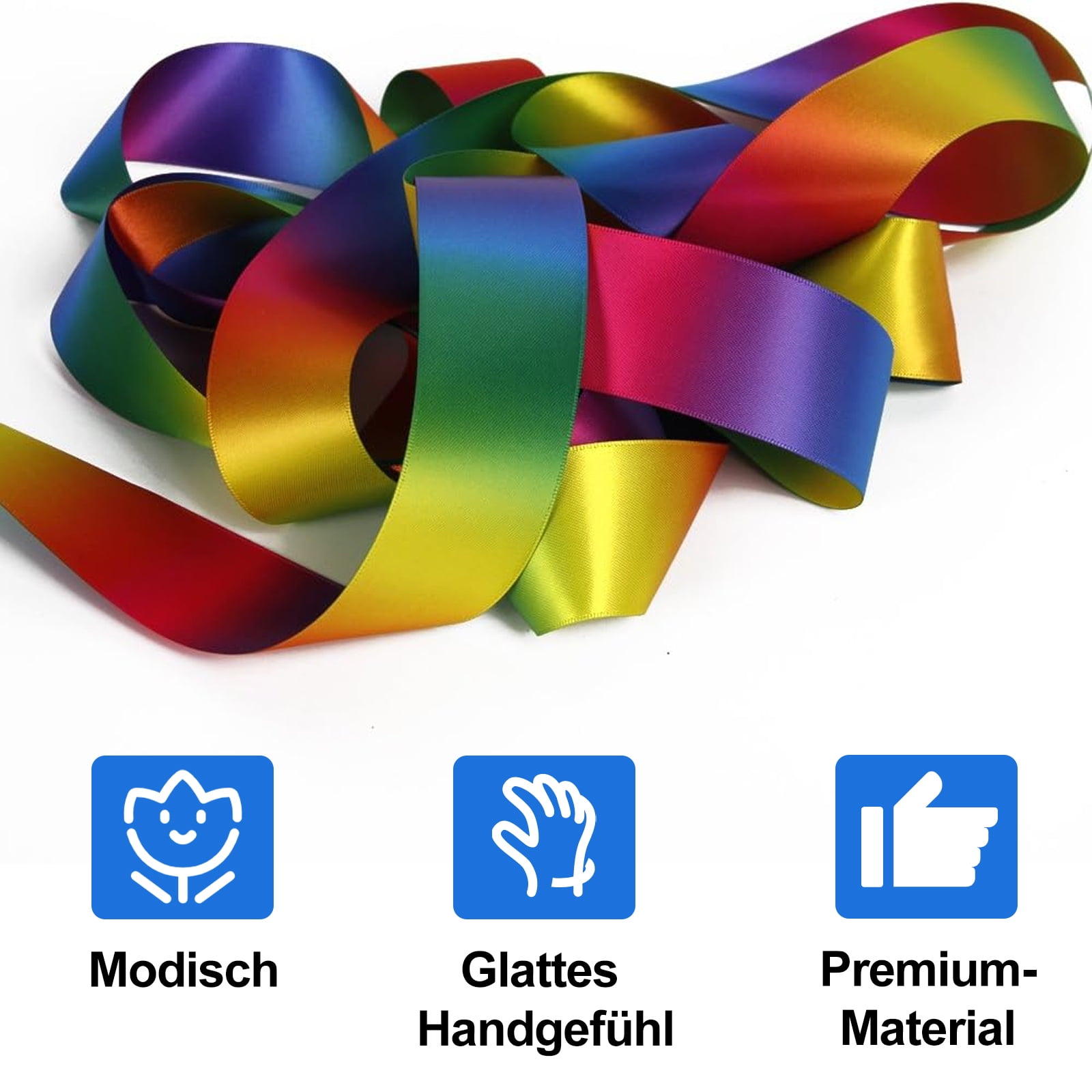 Crafters Delight, Smooth Surface Rainbow Ribbon 2Cm X 22M With ...