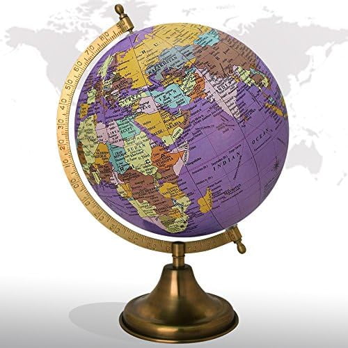 Decorative Rotating World Map Globe Purple 8" Inches Metal Base ...