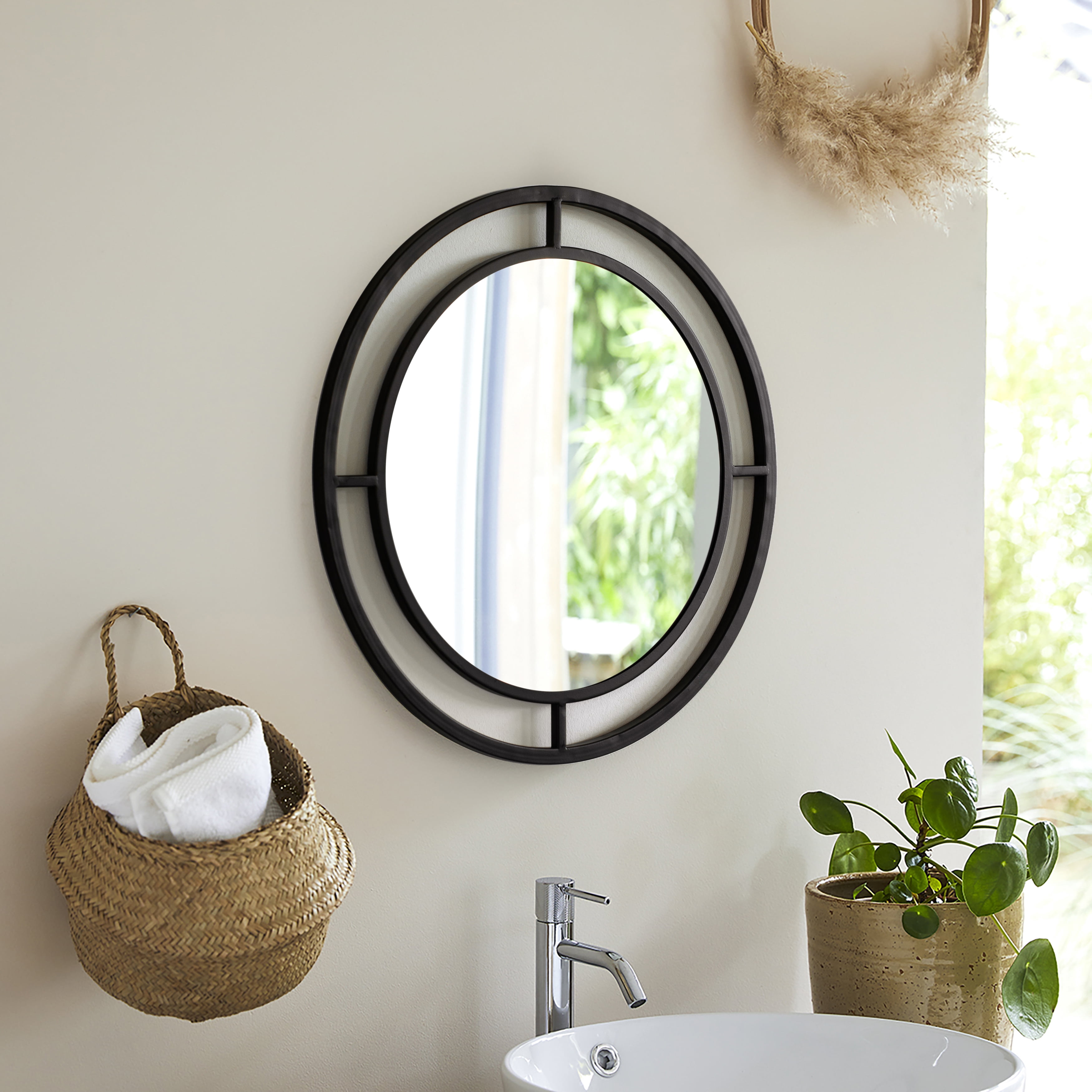 Decorative Round Frame Gold Metal Wall Mounted Modern Mirror with 4 ...