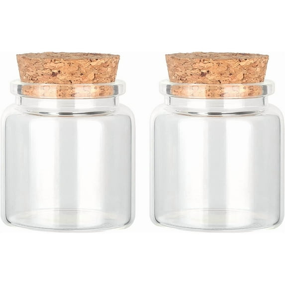 Decorative Round Glass Bottles with Cork Stoppers (2 Pcs / 1.7 fl oz ...