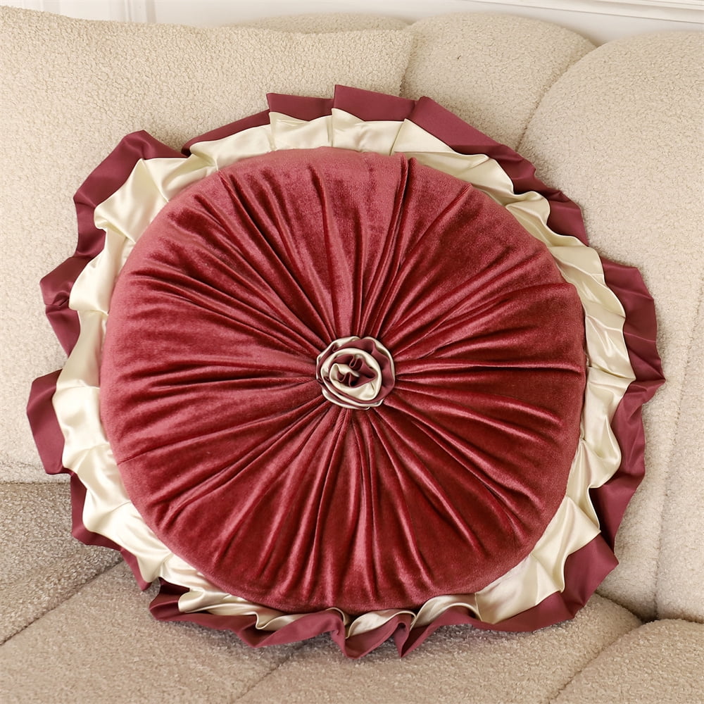 Decorative Round Pleated Throw Pillows, Pumpkin Throw Pillows, Vintage ...