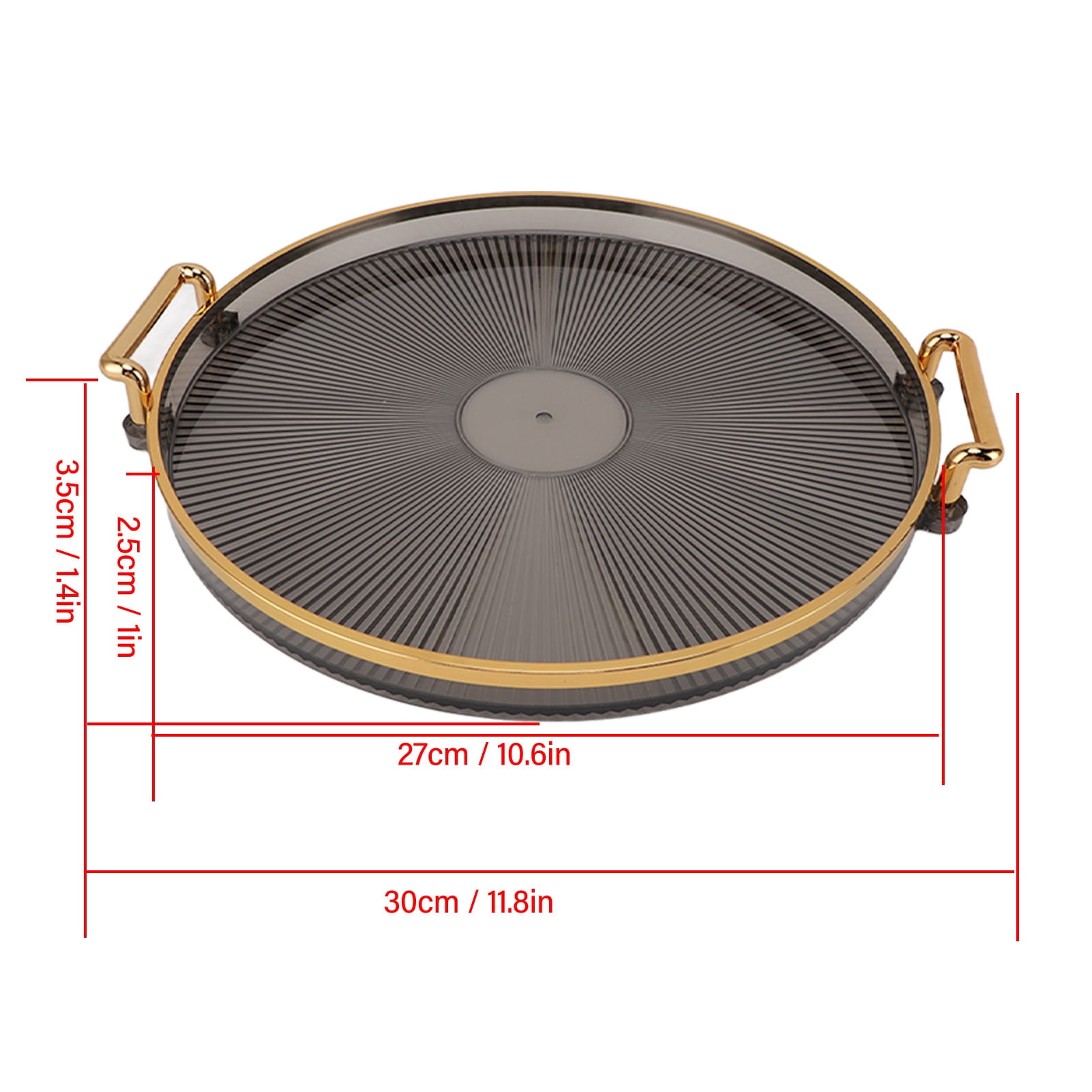 Decorative Round Serving Tray, Gold Design, Easy,Carry Handles, Ideal ...