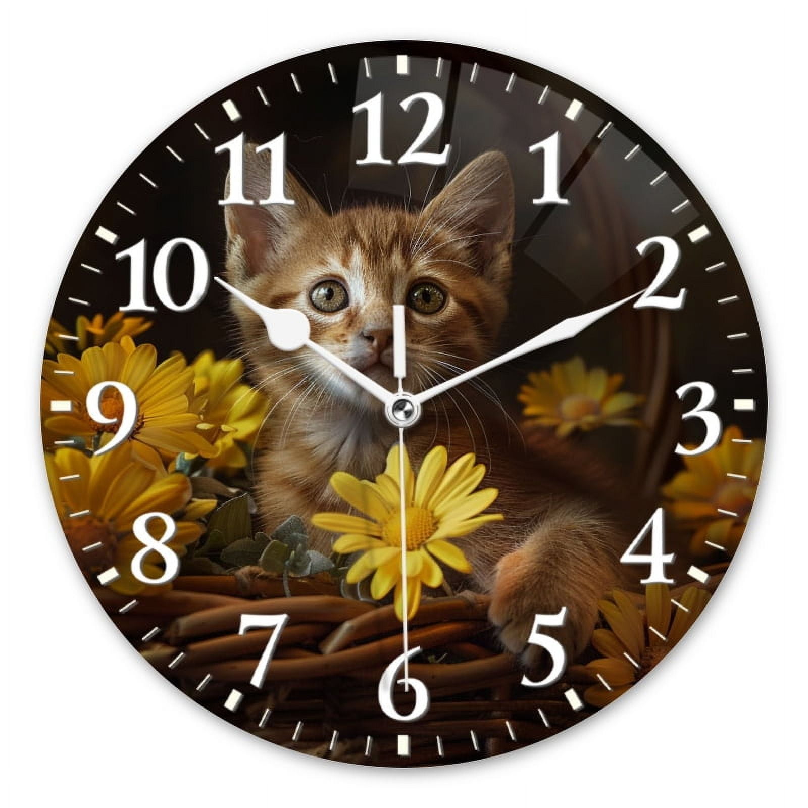 Decorative Round Wall Clocks Non-Ticking Silent Battery Operated Clocks ...