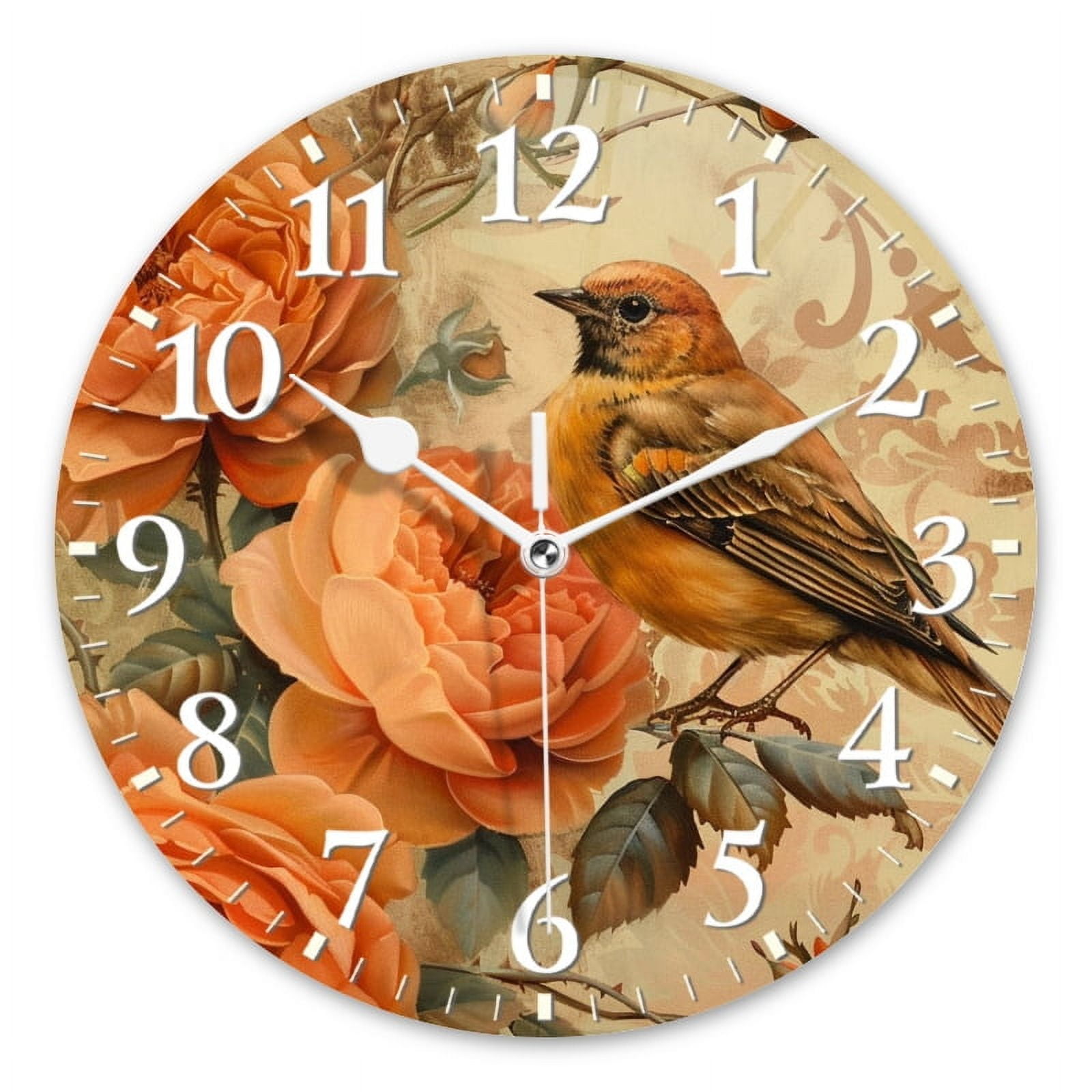 Decorative Round Wall Clocks Non-Ticking Silent Battery Operated Clocks ...