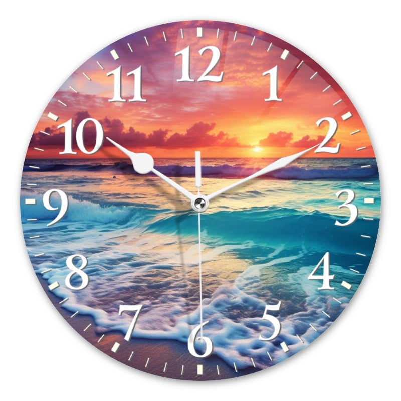 Decorative Round Wall Clocks Non-Ticking Silent Battery Operated Clocks ...