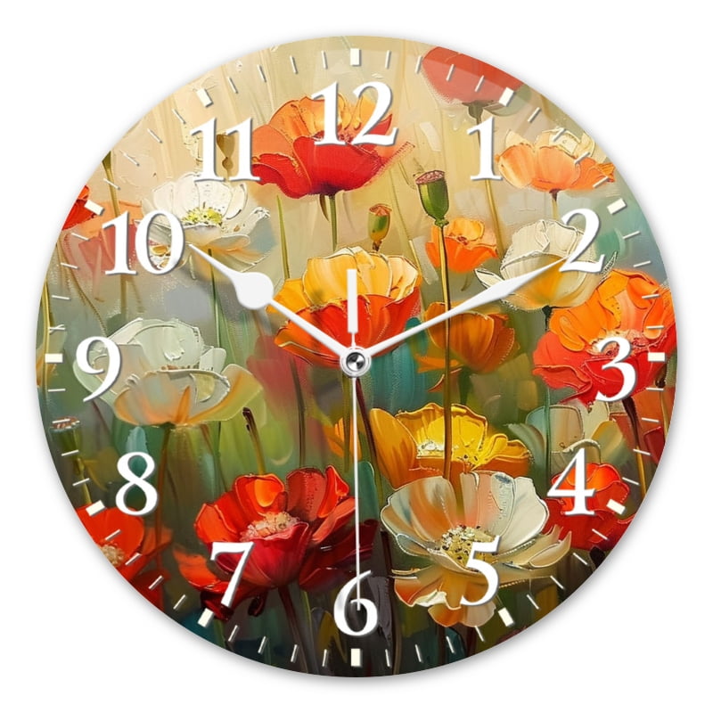 Decorative Round Wall Clocks Non-Ticking Silent Battery Operated Clocks ...