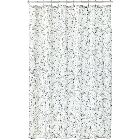 Decorative Scroll Leaf Print - Easy Care Fabric Shower Curtain with ...