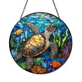 Decorative Sea Turtle Glass Window Accent, Ocean Inspired Hanging Art ...