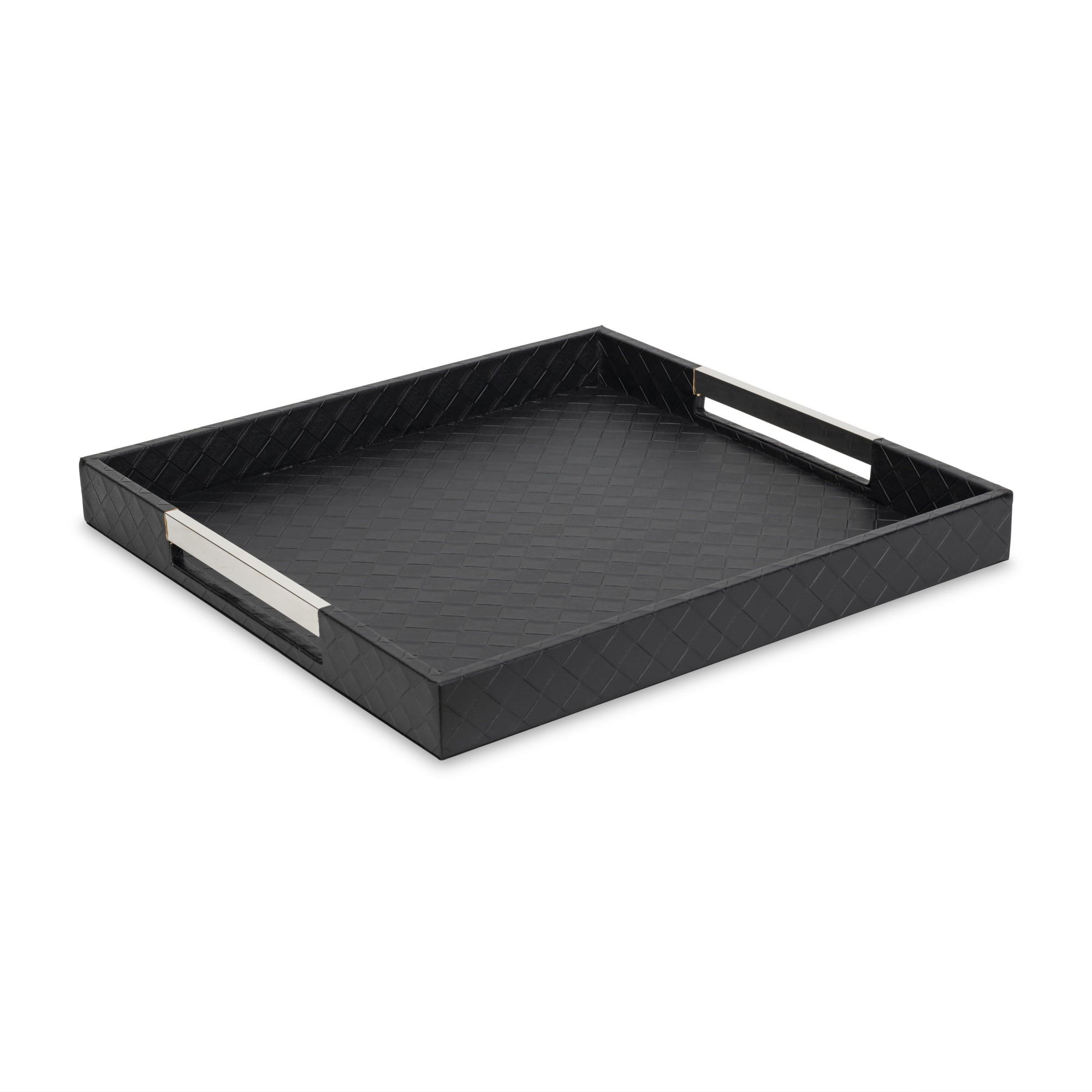 Decorative Serving Tray Black Square with Handles 18.11 X 18.11 X 1.96 ...