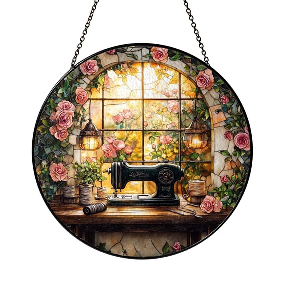 Decorative Sewing Machine Faux Stained Glass Style Suncatcher, Craft ...