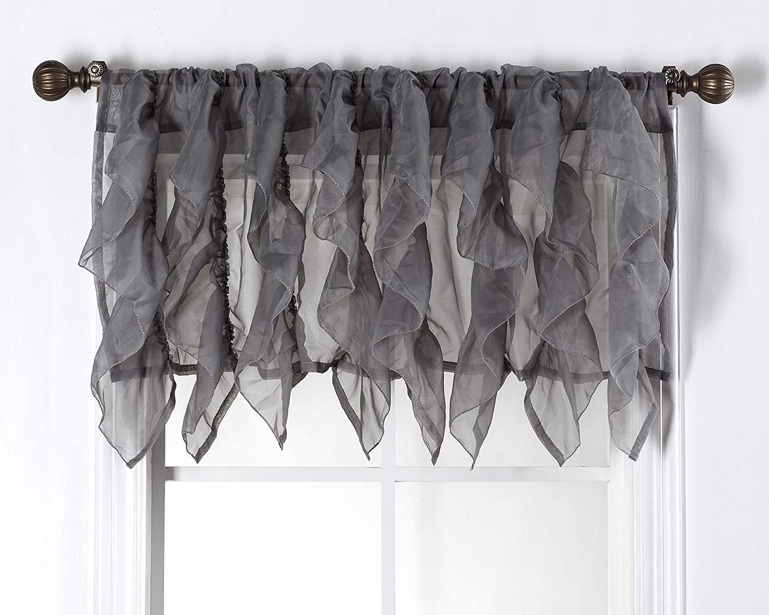 Decorative Sheer Voile Vertical Ruffle Window Curtain Valance (50" X 16 ...
