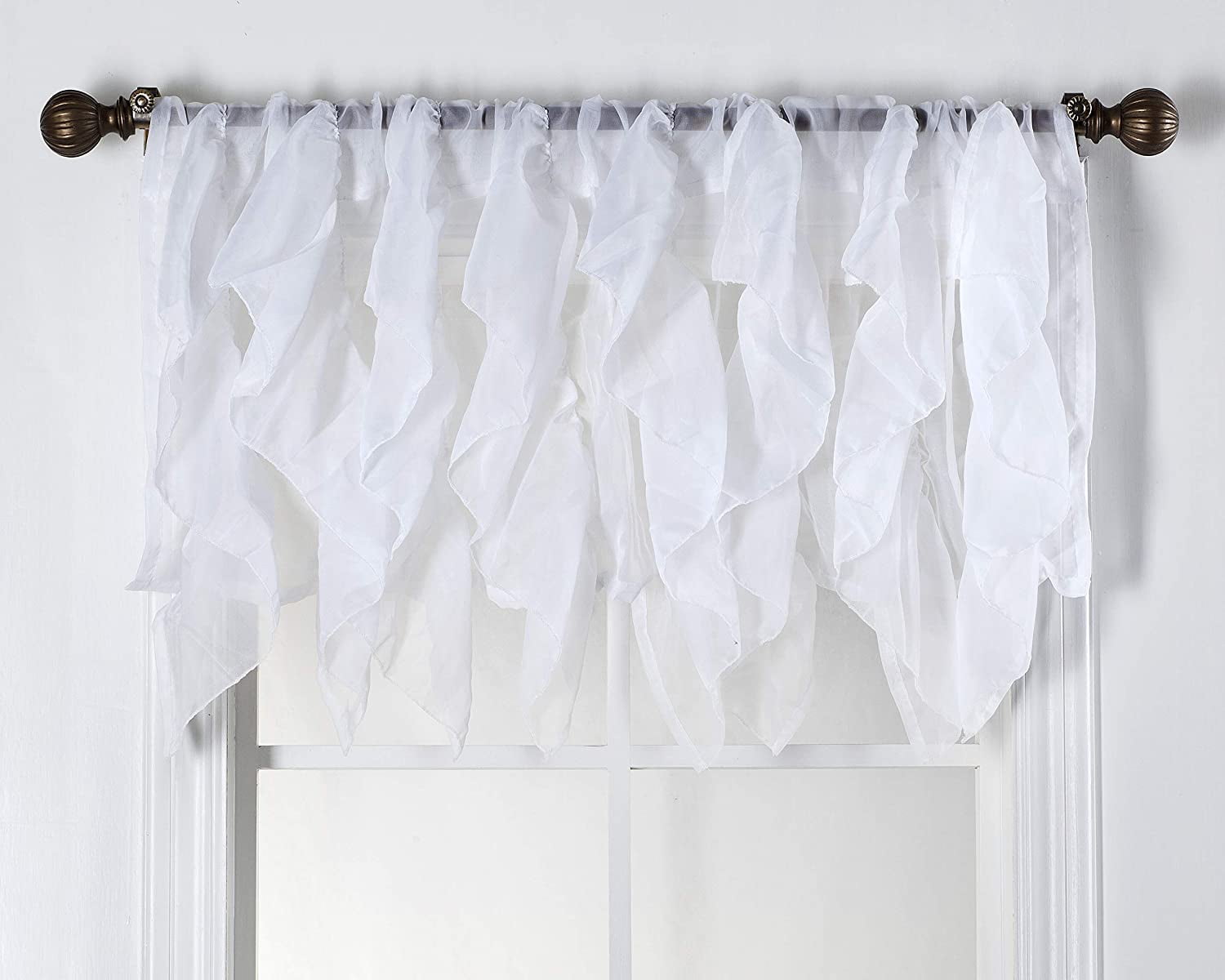 "Living Room Decorative Sheer Voile Vertical Ruffle Window Curtain ...