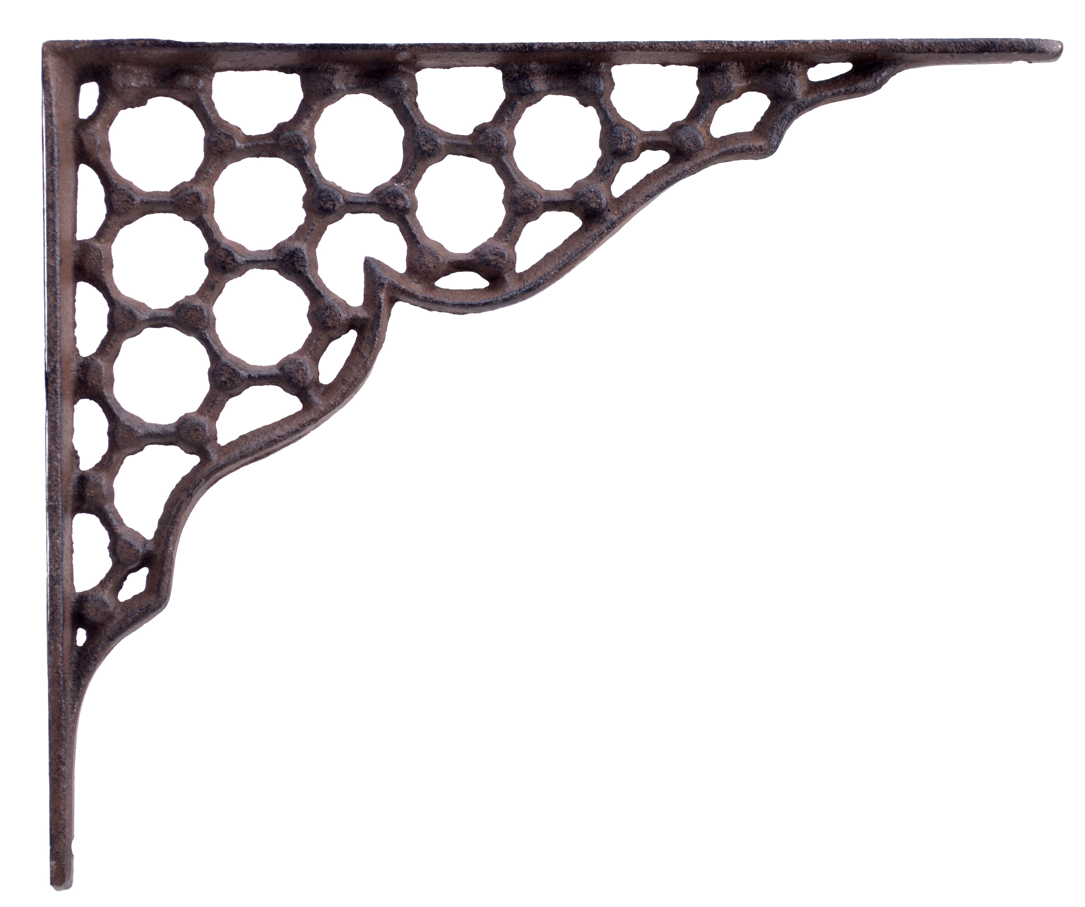 Decorative Shelf Bracket - Hexagon Lattice - Rust Brown Cast Iron - 9. ...